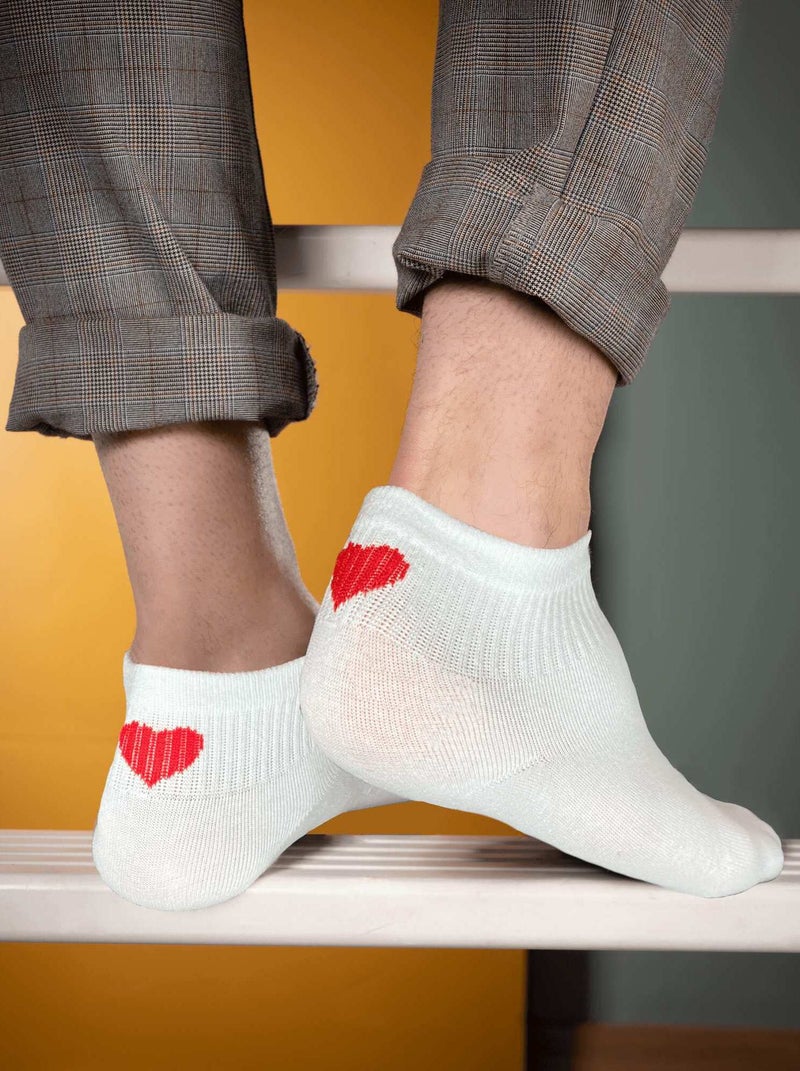 Chaussettes En Coton Courtes Coeur- SockUp- 35-42 - Blanc - Kiabi - nu€