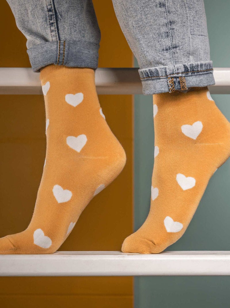Chaussettes En Coton Multi-Coeur- Sockup- 36-45 - Blanc Jaune - 0.00 ...