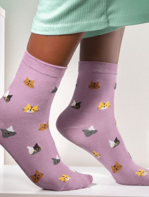 Chaussettes coton femme_violet