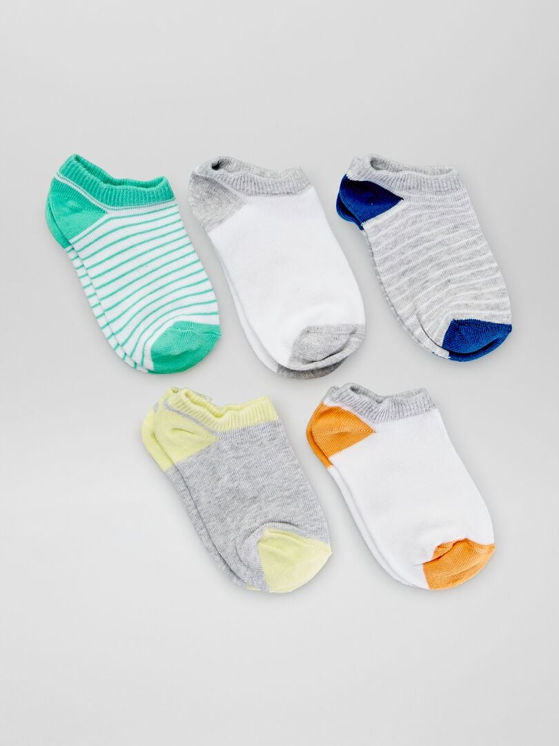 Chaussettes invisibles - Lot de 5 - Multicolore - Kiabi - 6.00€