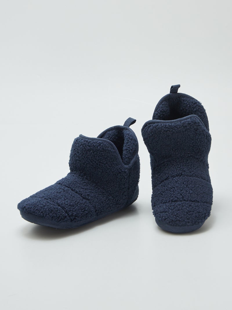 Chaussons boots effet moutonné - noir - 3.90€ - Kiabi