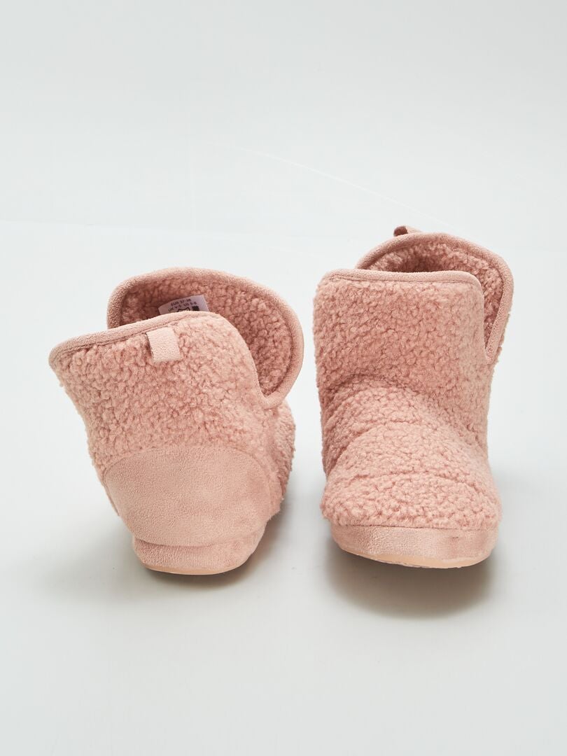 Chaussons boots effet moutonné - Rose - Kiabi - 13.00€