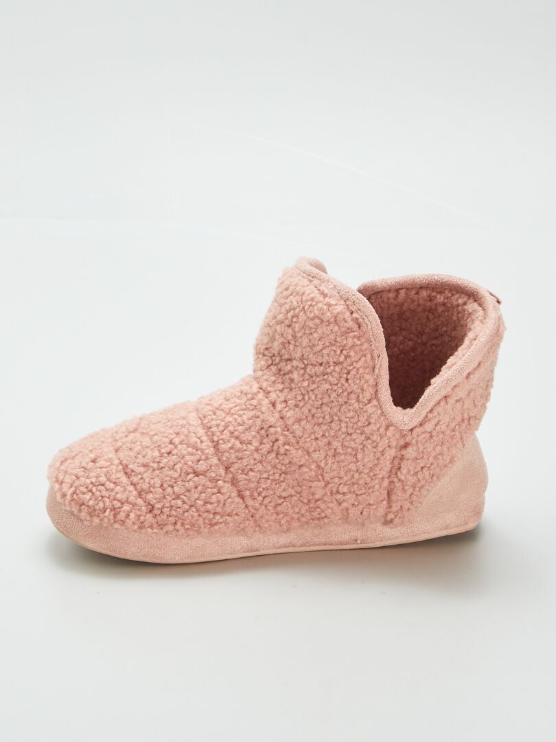 Chaussons boots effet moutonné - Rose - Kiabi - 13.00€