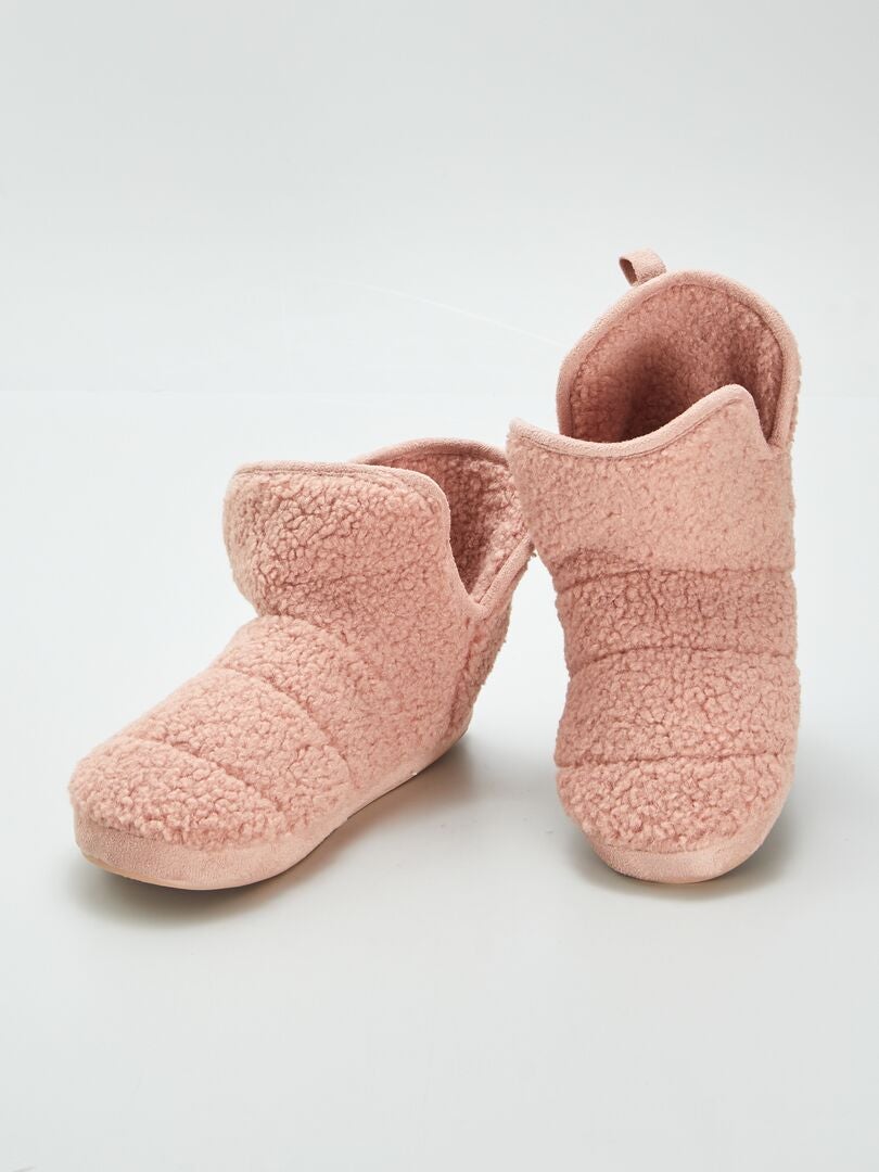 Chaussons boots effet moutonné - Rose - Kiabi - 13.00€