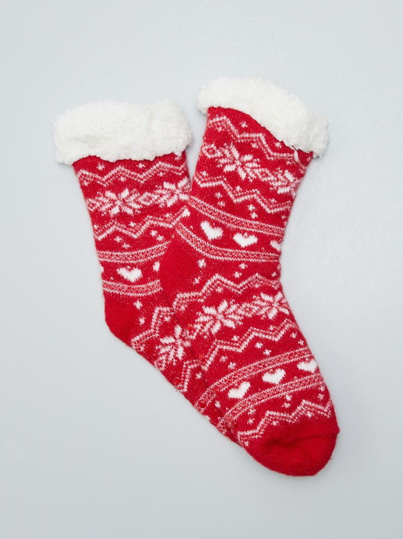 Chaussons chaussettes - Rouge - 8.00€ - Kiabi