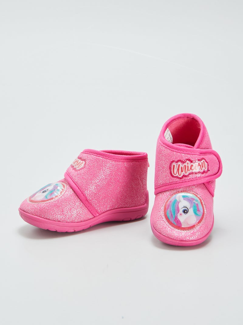 Chaussons montant à scratch - Rose - 12.00€ - Kiabi