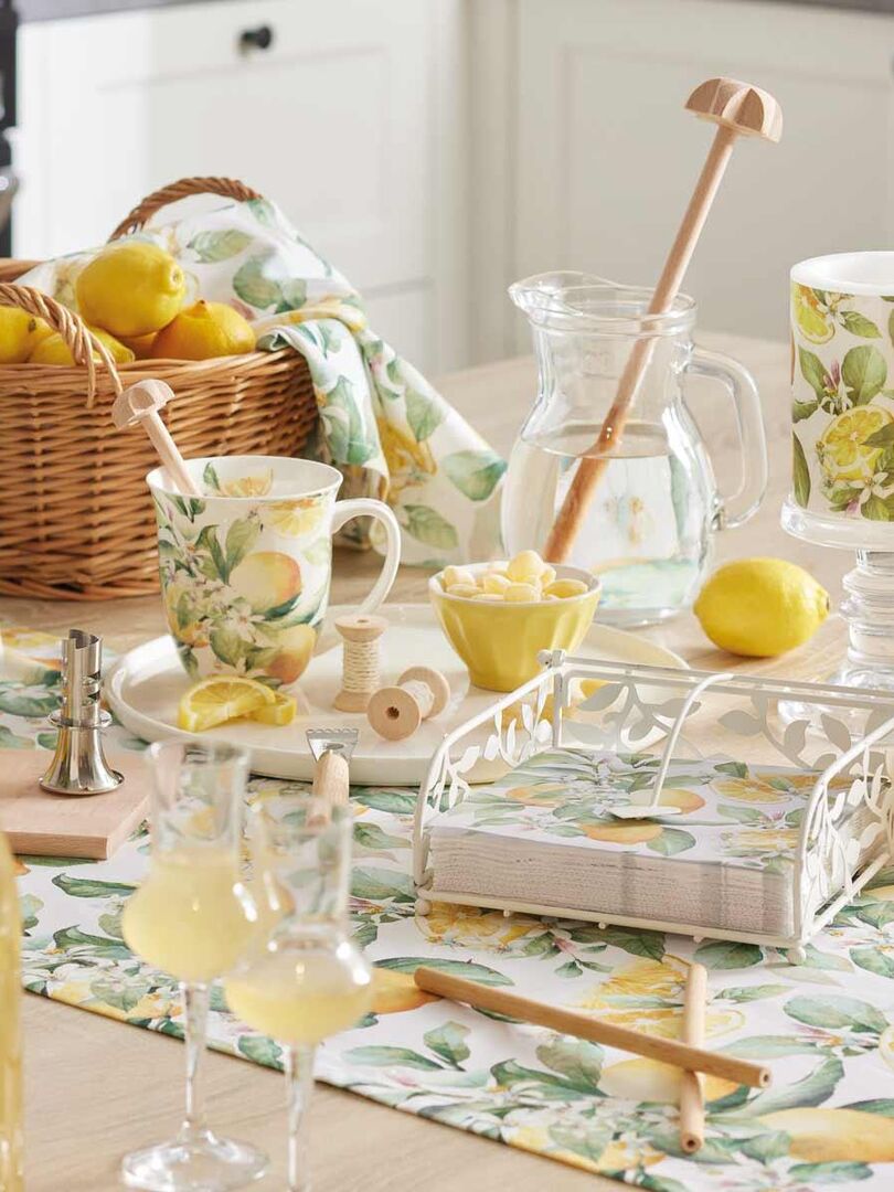 Chemin de table en coton Citrons 40 x 150 cm - Blanc - Kiabi - 22.62€