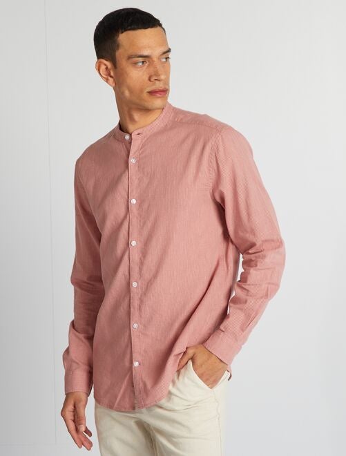 Chemise col mao lin homme