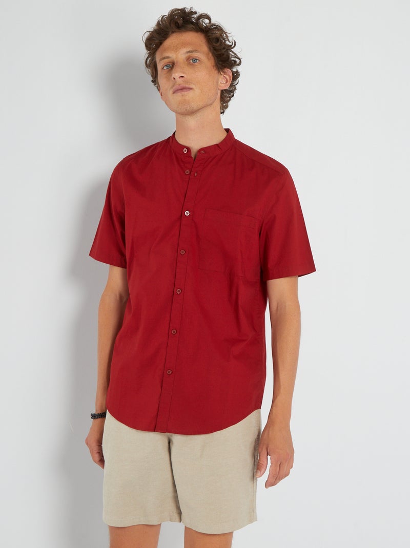 Chemise à col mao - Rouge - Homme - 15.00€ - Kiabi