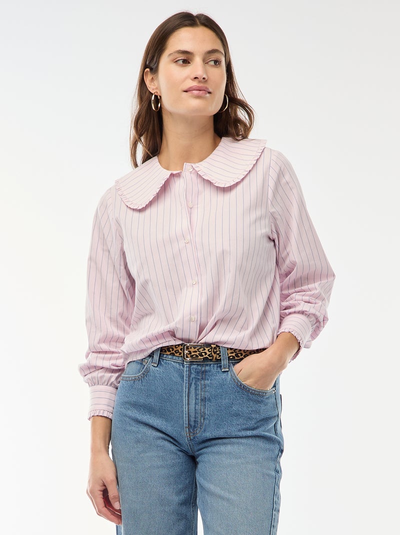 Chemise col claudine - Rose - Femme - 20.00€ - Kiabi