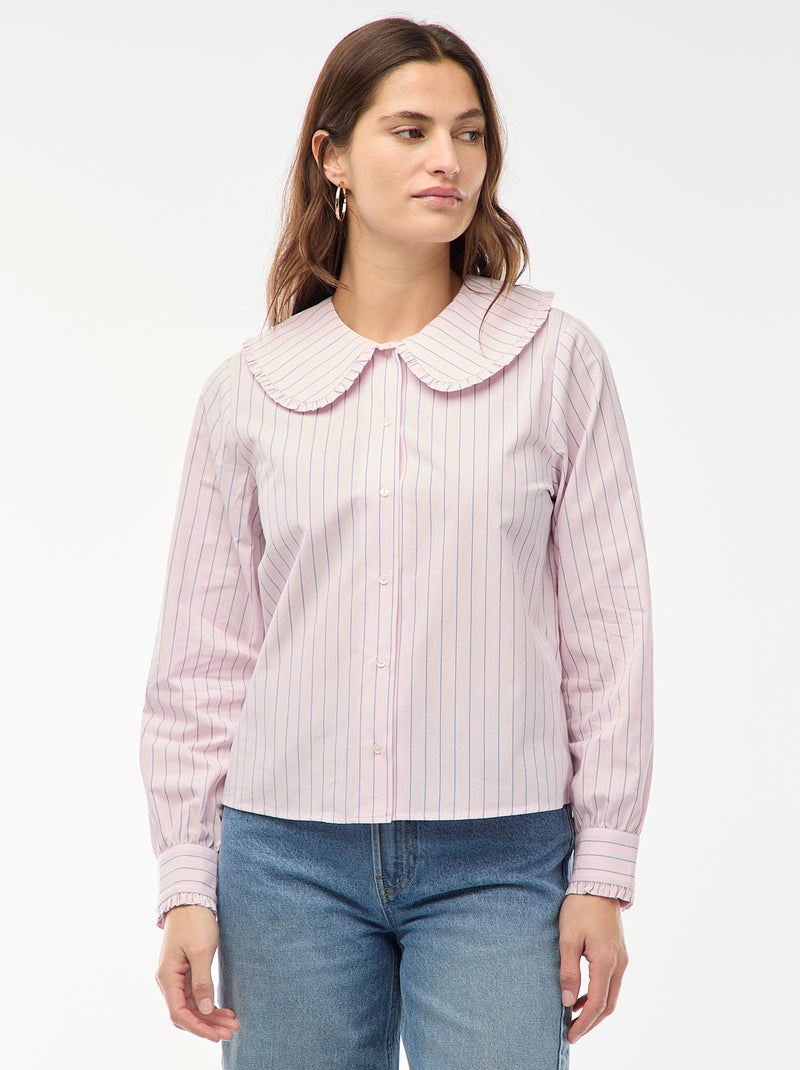 Chemise col claudine - Rose - Femme - 20.00€ - Kiabi