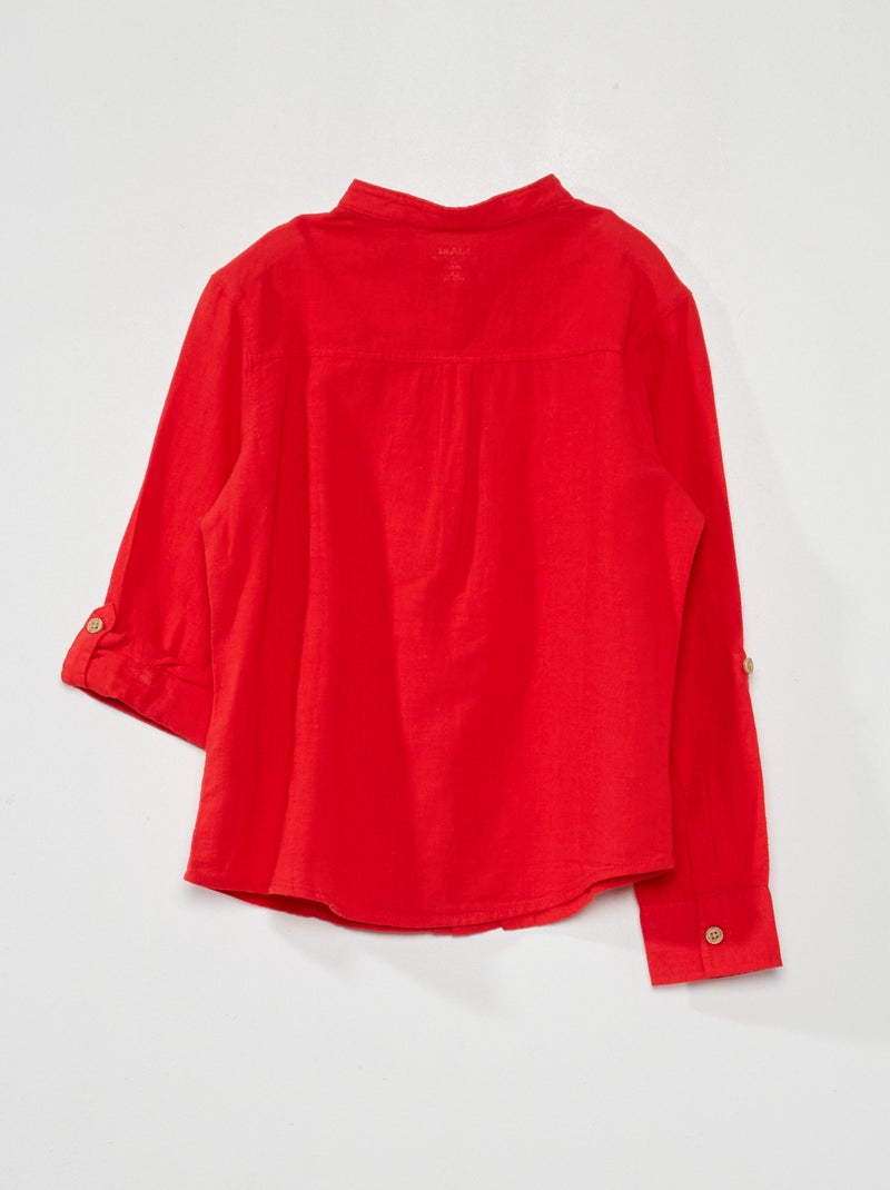 Chemise en lin col mao - Rouge - 10.00€ - Kiabi