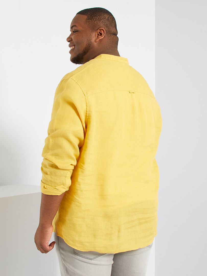 Chemise en lin - jaune - Kiabi - 20.00€
