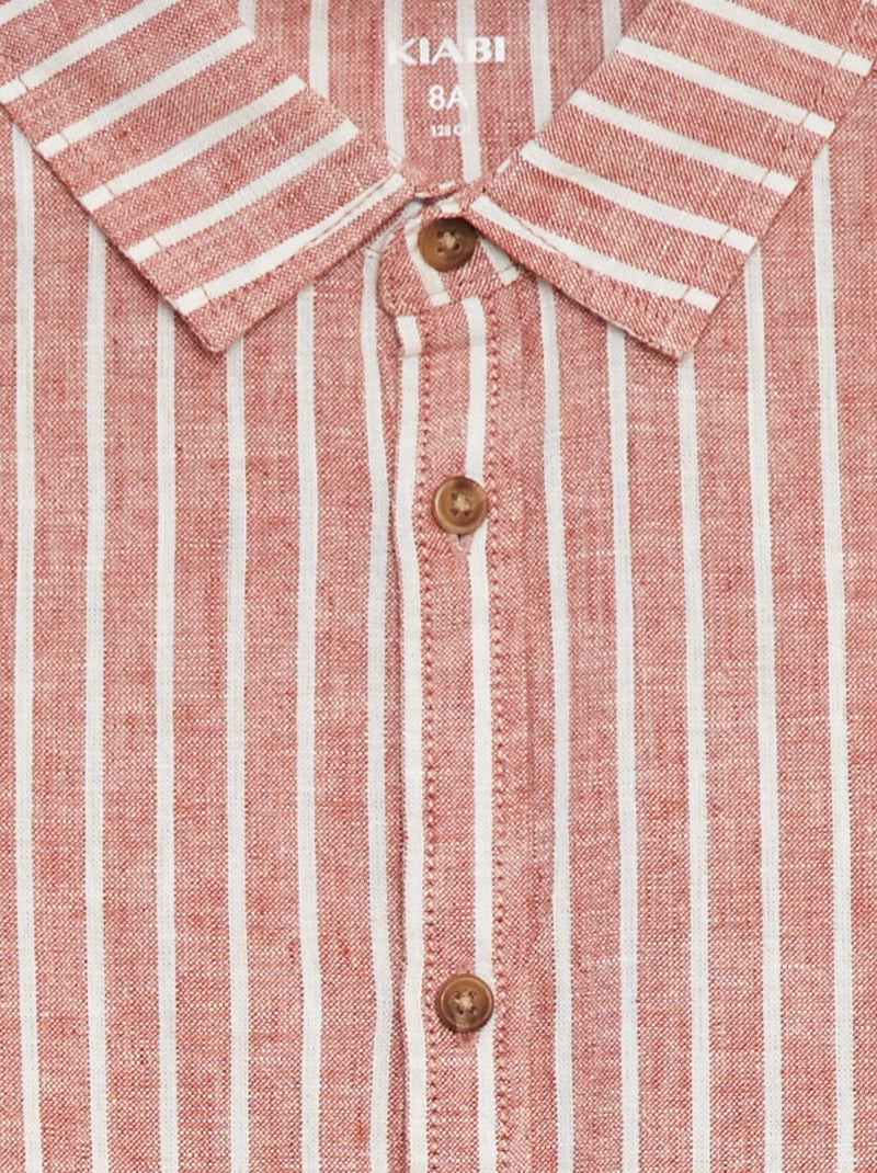 Chemise en lin mélangé - ROUGE - Garçon - 9.60€ - Kiabi