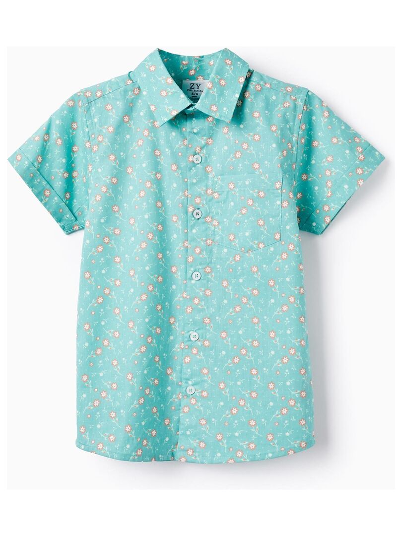 Chemise Florale En Coton Pour Garçon manches courtes - Vert - Kiabi ...
