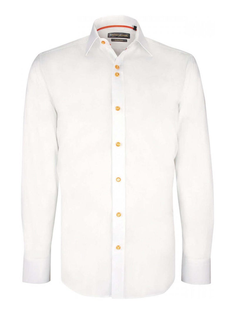 Chemise homme mode haut de gamme coupe cintrée LIVIO Emporio balzani Blanc / Orange / 39 - Blanc ...