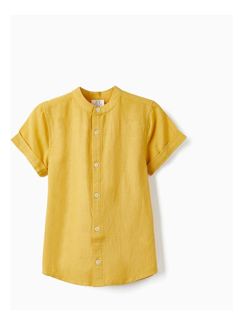 Chemise jaune à manches courtes pour garçon en mélange de viscose ...