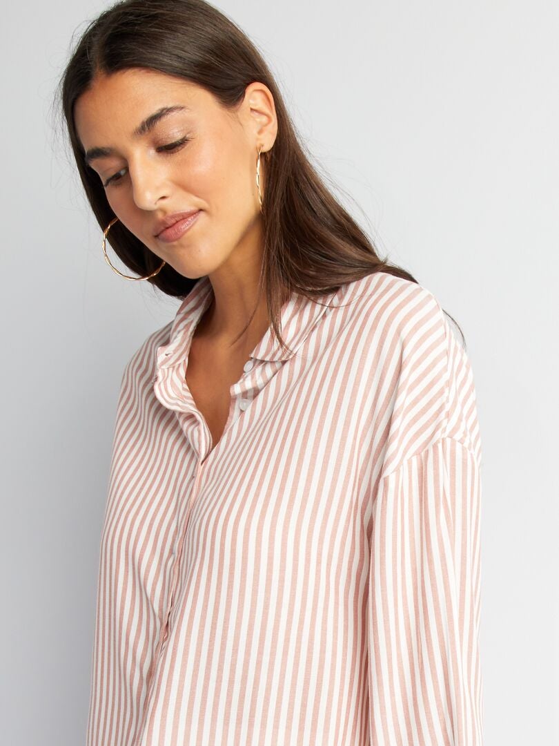 Chemise longue rayée - Rose rayé - Kiabi - 15.00€