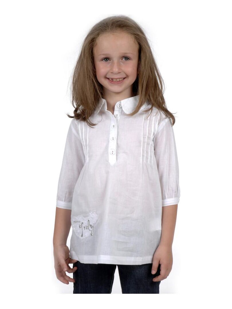 Chemise manches courtes fille FIL - MISS GIRLY - Blanc - Kiabi - 13.25€