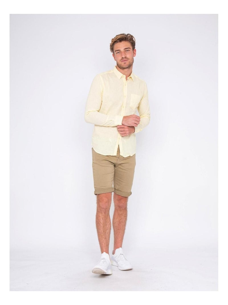 Chemise manches longues lin et coton DALICOT - Jaune - 0.00€ - Kiabi
