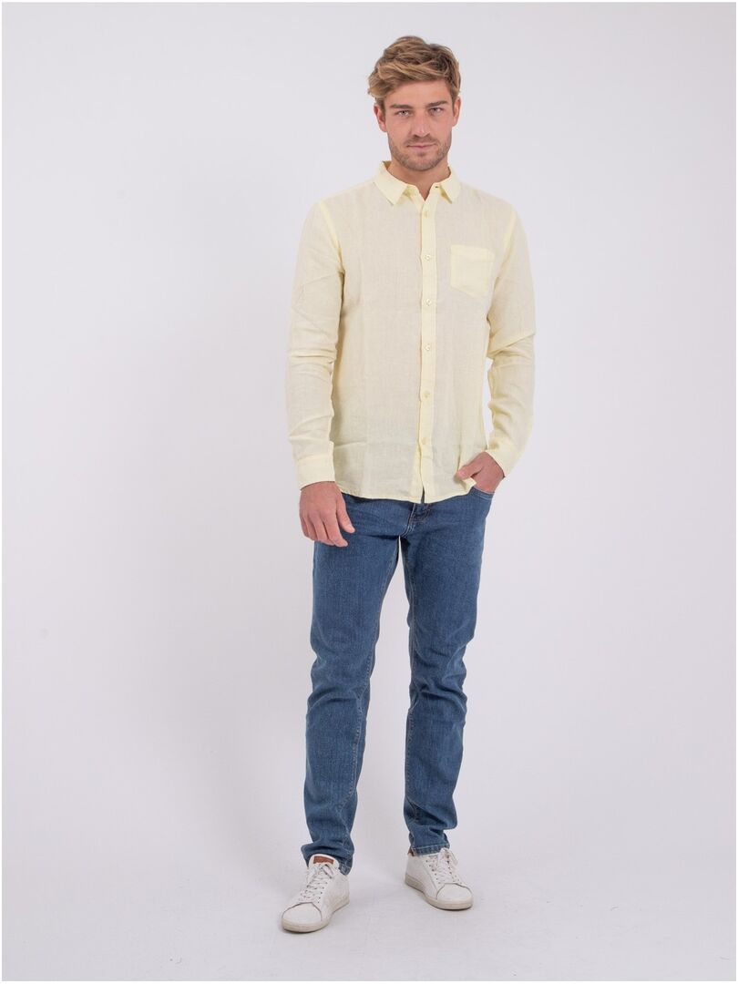 Chemise manches longues pur lin DALAMO - Jaune - Kiabi - 41.93€