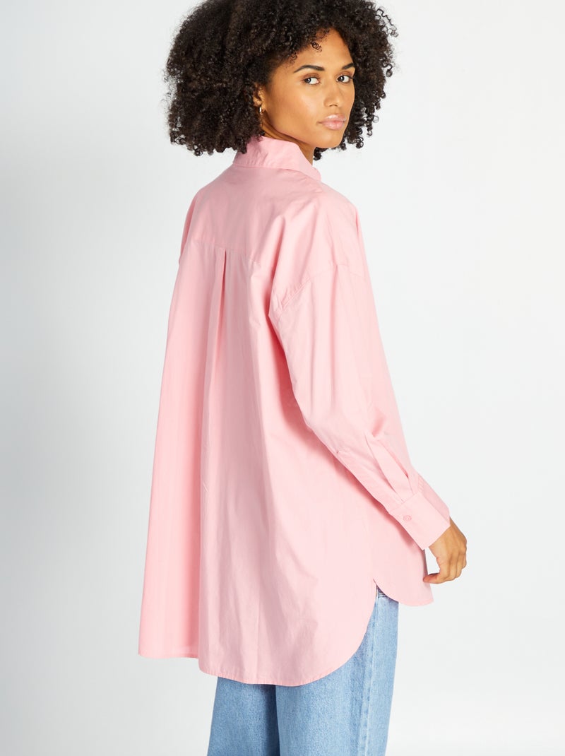 Chemise oversize en popeline - Rose bonbon - Kiabi - 18.00€