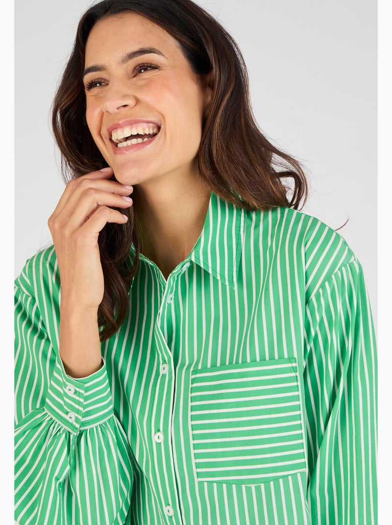 Chemise rayée - Damart - Vert - Femme - 24.99€ - Kiabi