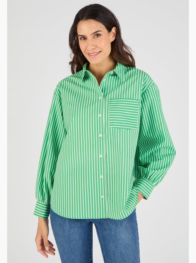 Chemise rayée - Damart - Vert - Femme - 24.99€ - Kiabi