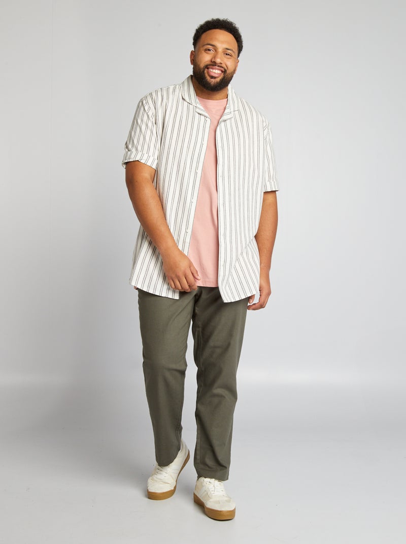 Chemise rayée à col pyjama - Blanc rayé - Kiabi - 22.00€