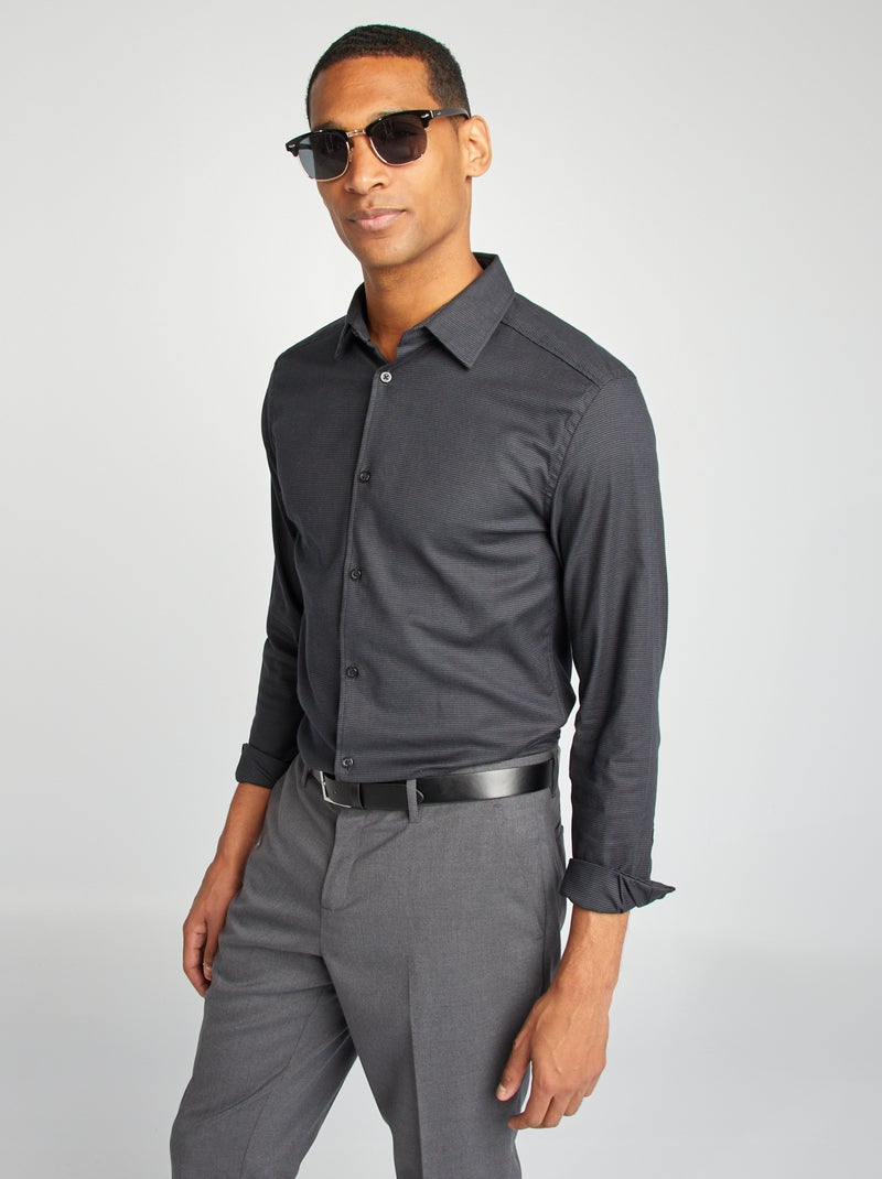 Chemise slim fluide - Noir - 5.40€ - Kiabi