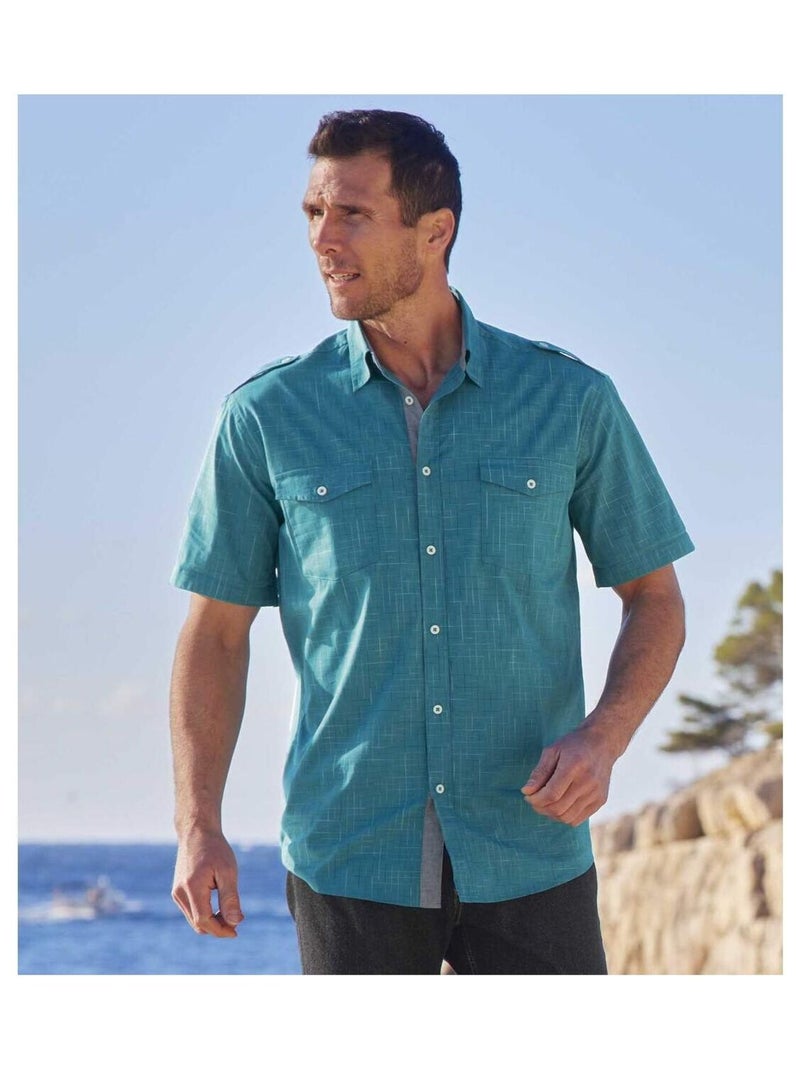 Chemisette Popeline Yachting Sail Coast - ATLAS FOR MEN - Bleu canard - Homme - 16.99€ - Kiabi