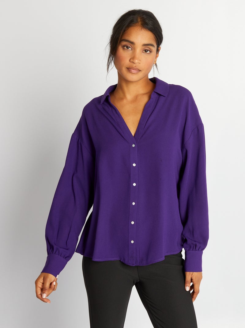 Chemisier fluide à col V - Violet - Femme - 15.00€ - Kiabi