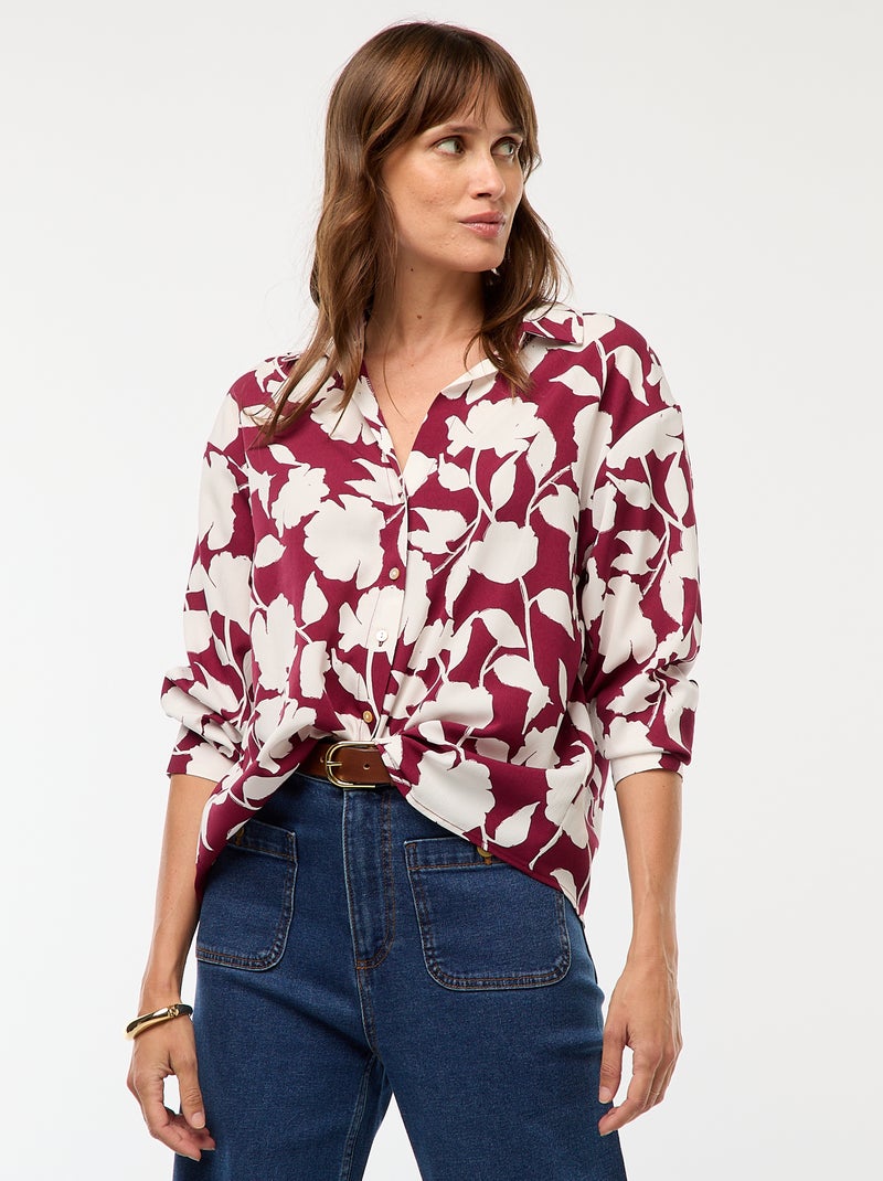 Chemisier fluide - Rouge imprimé - Femme - 12.00€ - Kiabi