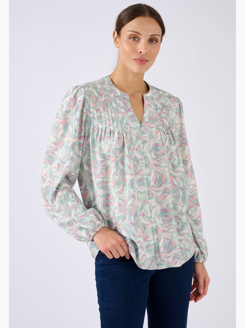 Chemisier imprimé pure viscose - Damart - Rose pastel - Femme - 13.79 ...