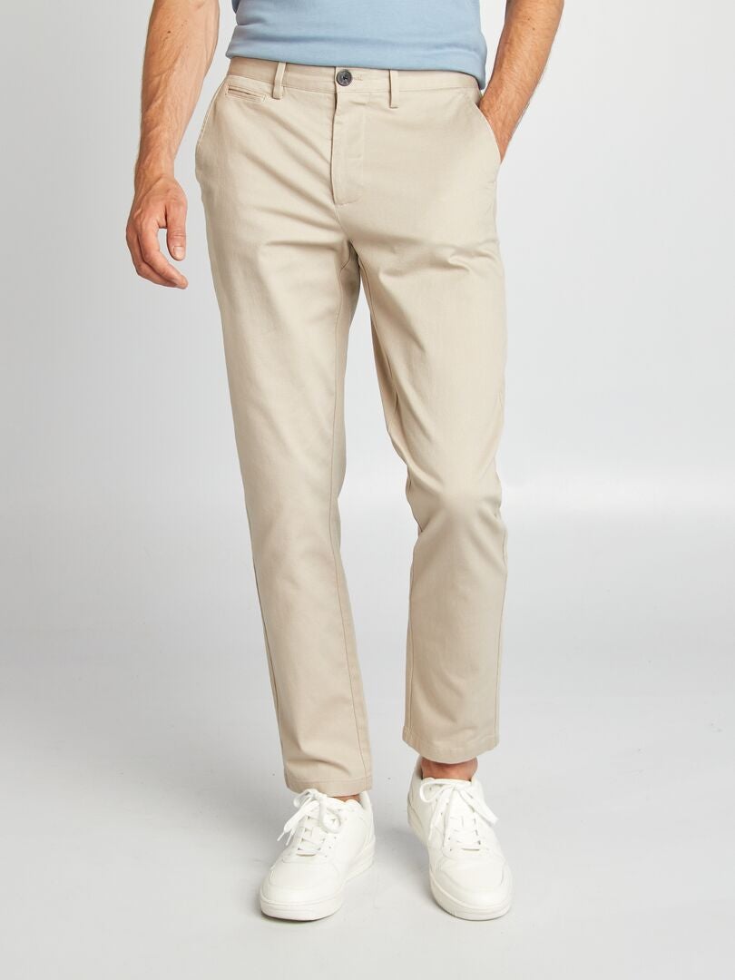 Chino en twill coupe slim - beige - Kiabi - 25.00€