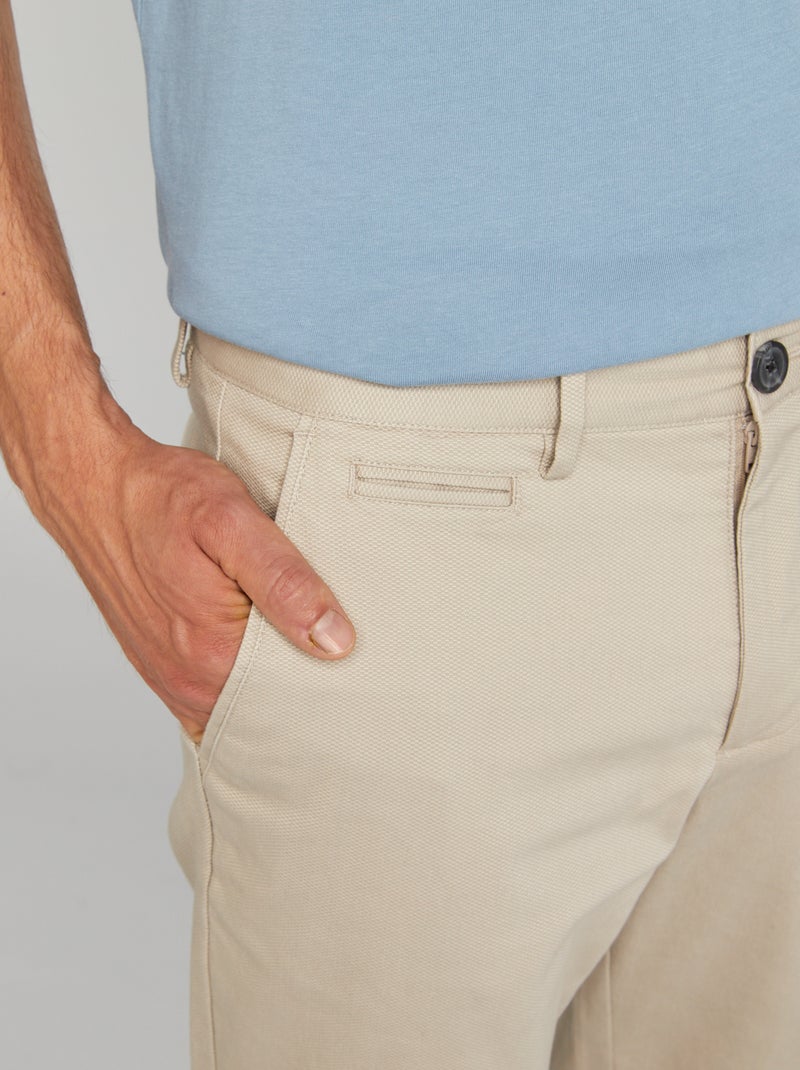 Chino en twill coupe slim - beige - Kiabi - 25.00€