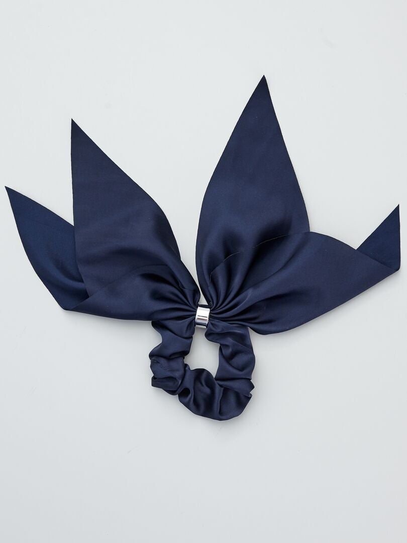 Chouchou satiné avec bijou - bleu marine - Kiabi - 2.50€