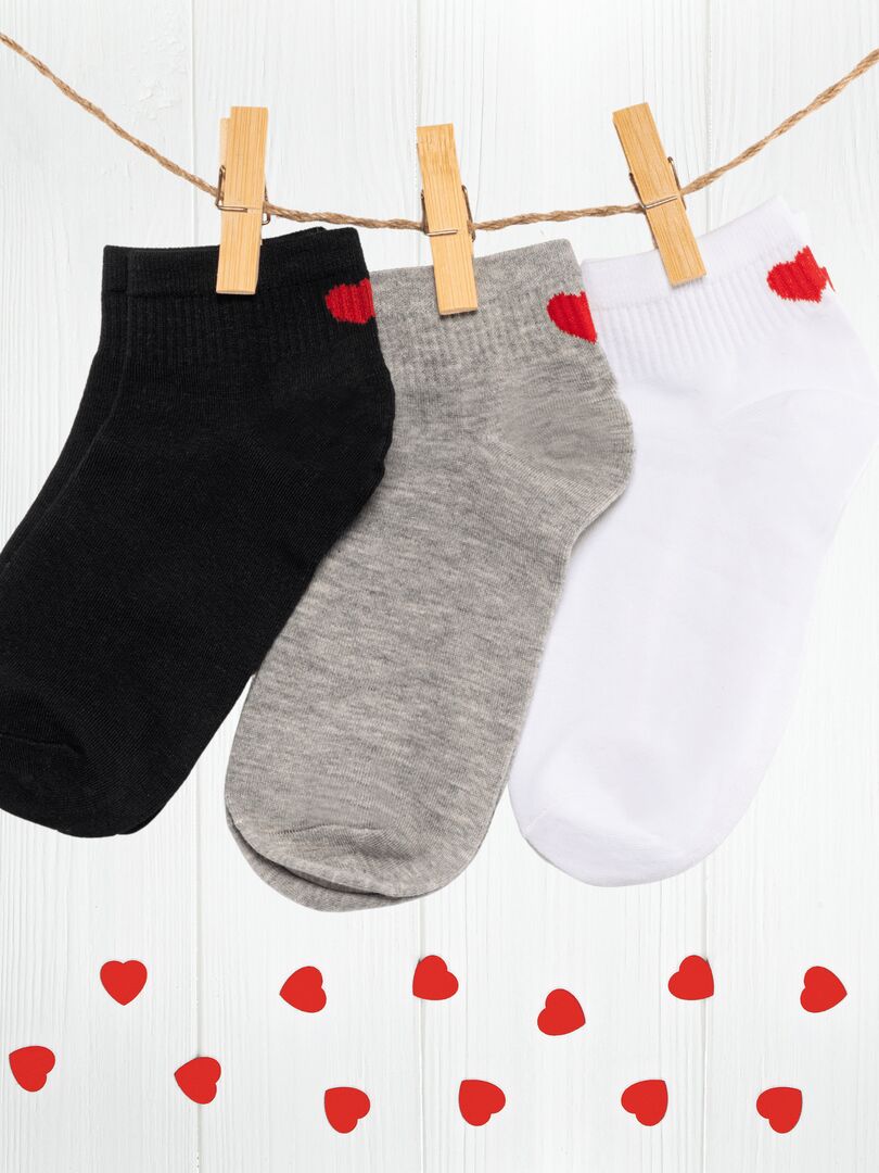Coffret Chaussettes Basses Coeur (Lot x3)- Sockup- 35-42 - Multicolore ...
