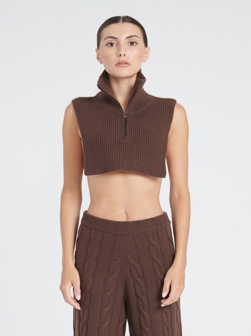 Col montant zippé femme 100% cachemire 4 fils - ZAYA 1 - Marron - Femme ...