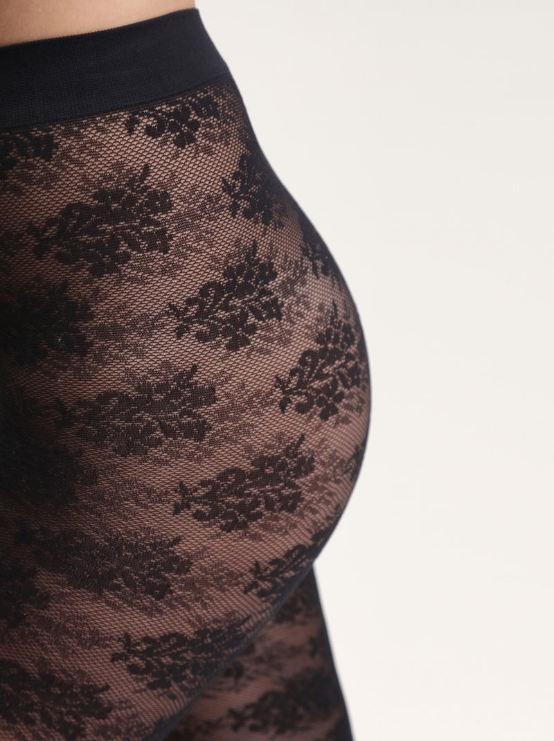 Collant à motif floral Style - Noir - Femme - 11.50€ - Kiabi
