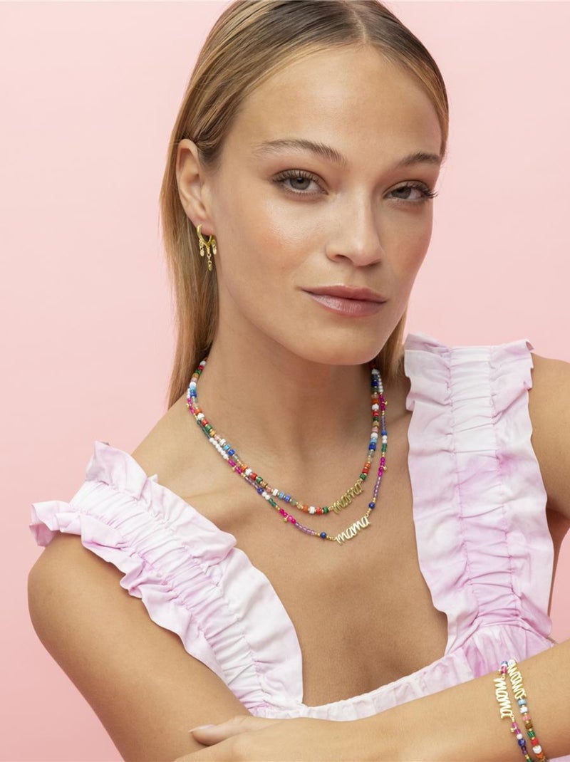 Collier Luxenter en argent 925 et cristal multicolore fini plaqué or ...