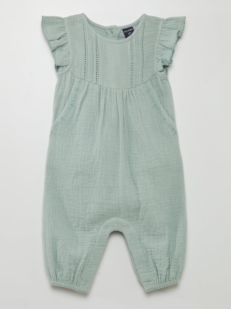 Combinaison en gaze de coton - Vert - Kiabi - 16.00€