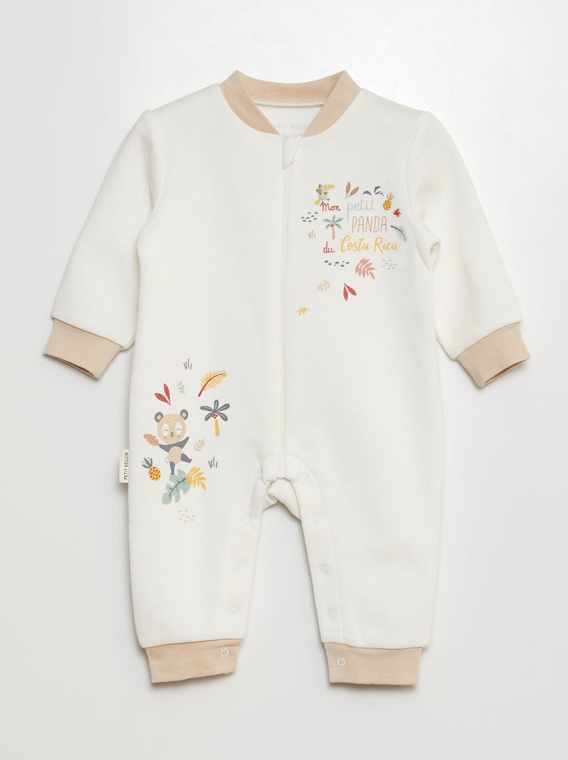 Combinaison en molleton + chausson - Blanc - Bébé - 9.90€ - Kiabi