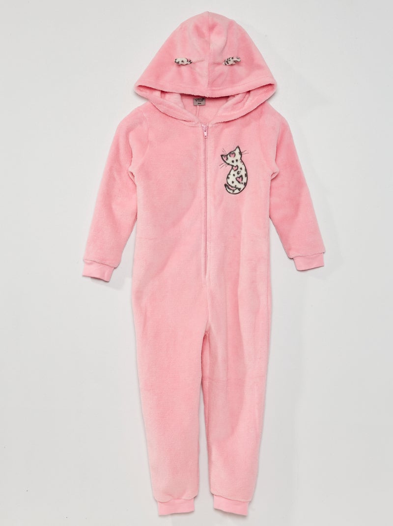 Combinaison pyjama 'chat' - rose - 17.00€ - Kiabi
