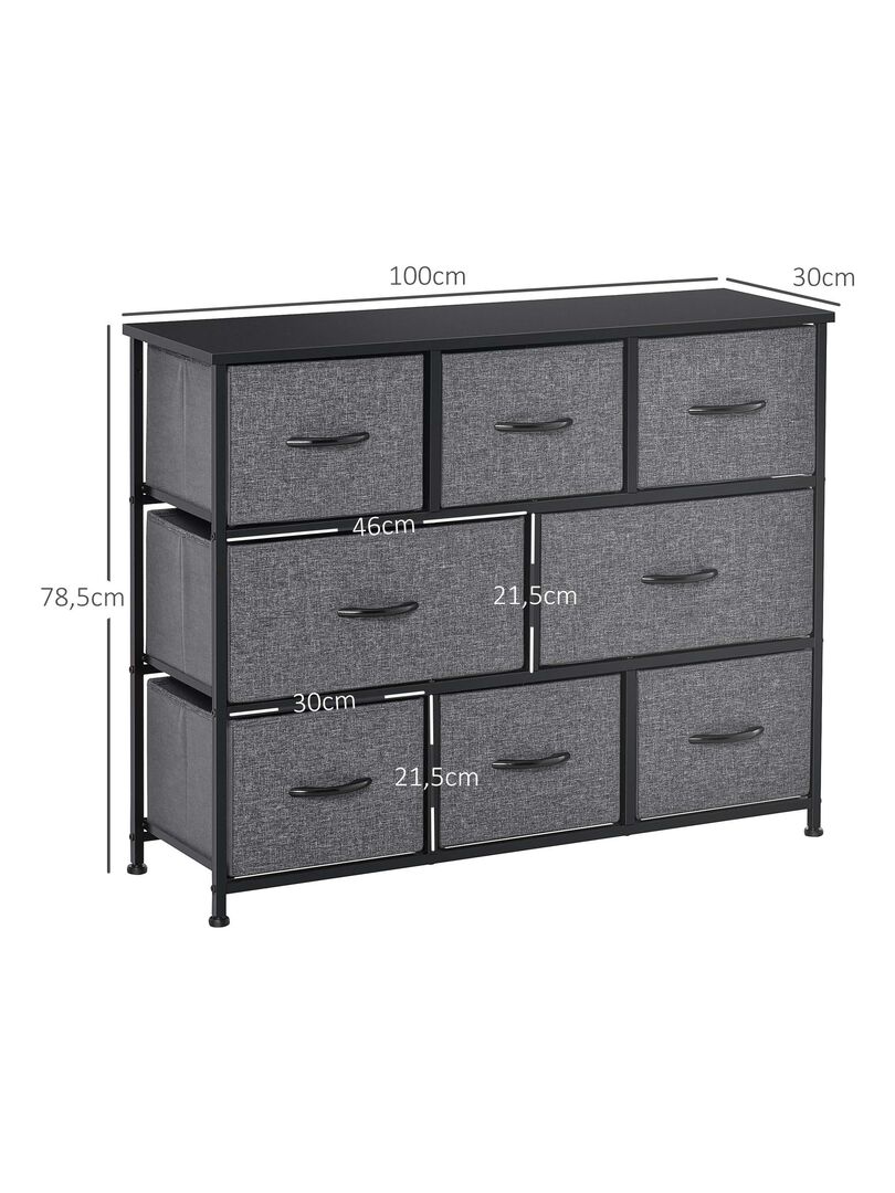 Commode meuble de rangement 8 tiroirs pliables en tissu 100 x 30 x 78,5 ...