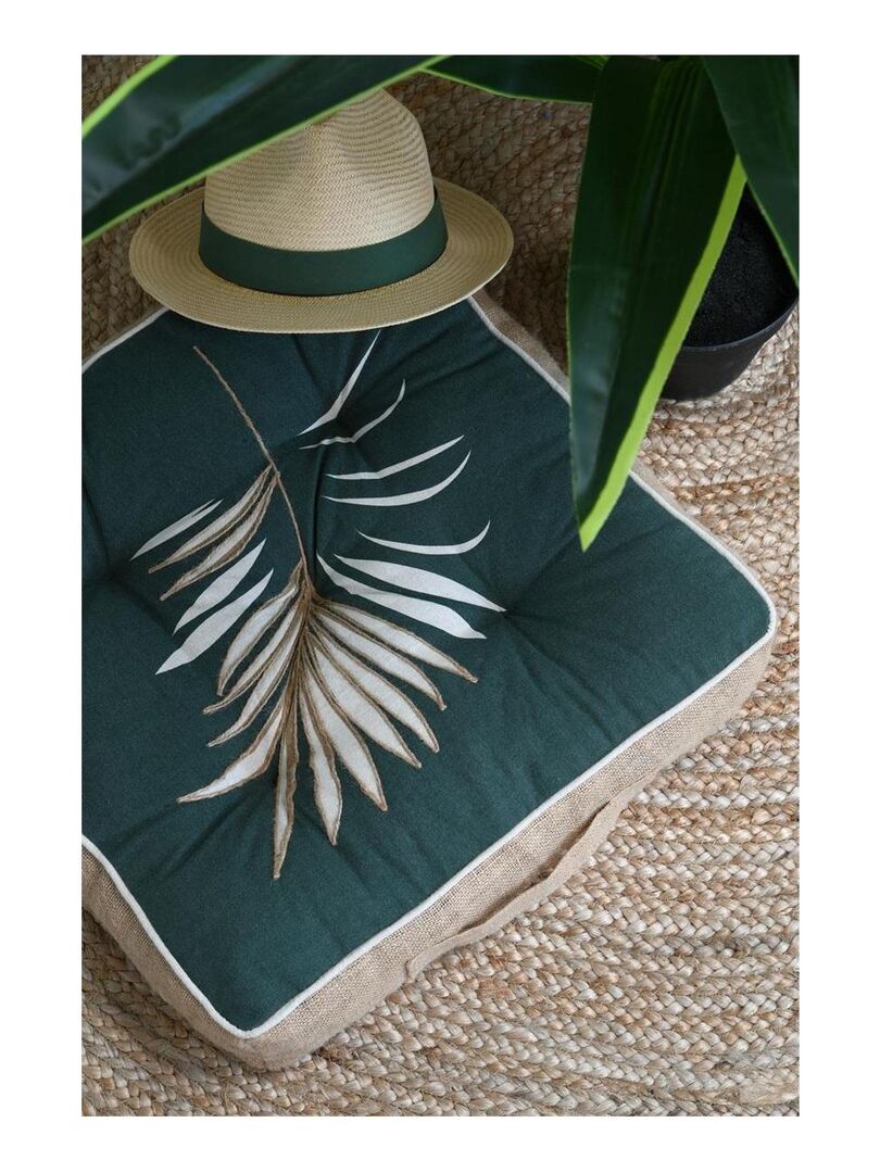 Coussin de sol jute 45 x 45 cm exotique Bunty - Vert émeraude - Kiabi ...