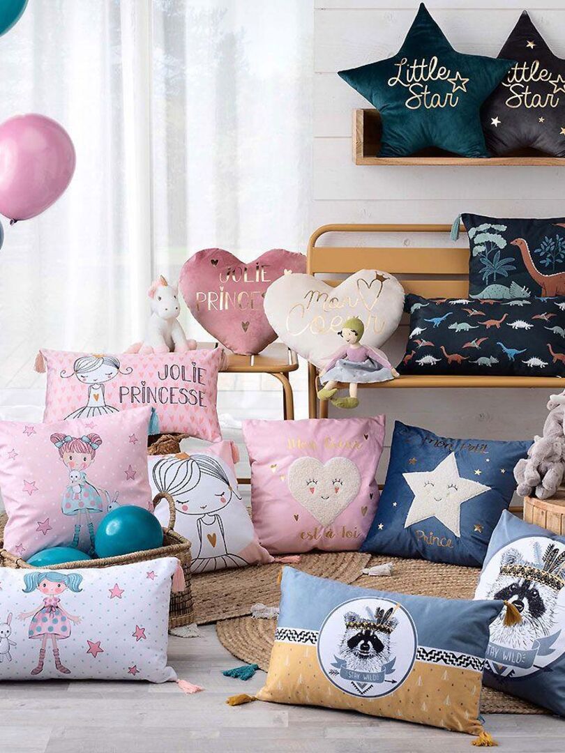 Coussin déco Filou - Bleu - Kiabi - 13.99€