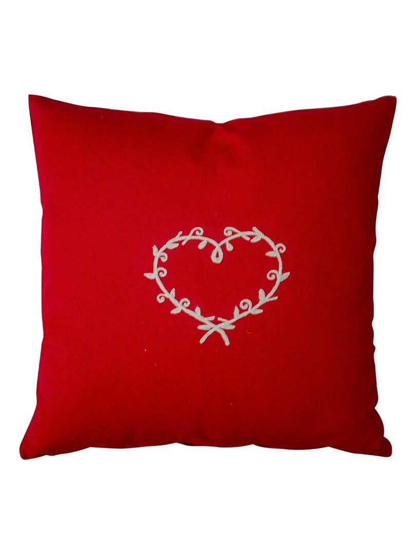 Coussin déhoussable au cœur brodé - Rouge - Kiabi - 13.35€