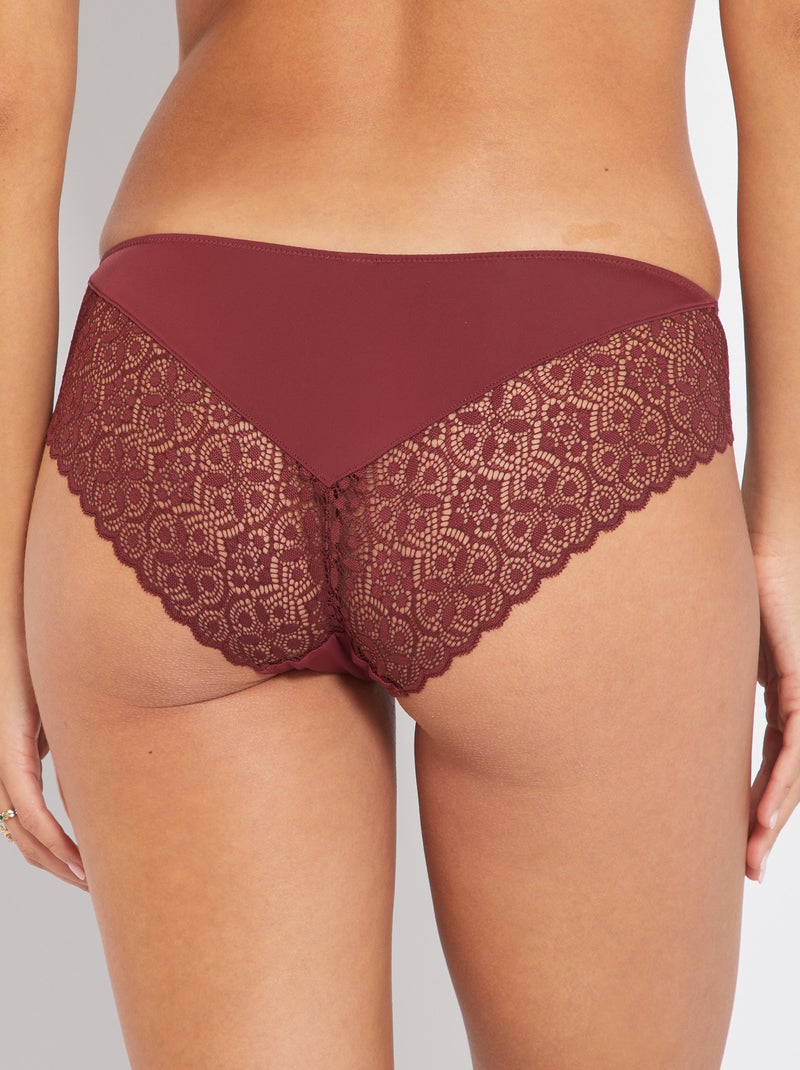Culotte micro et dentelle - brun rougi - 5.00€ - Kiabi