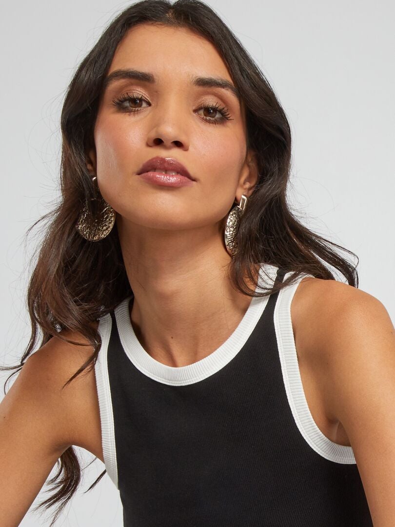 Débardeur aux emmanchures contrastées - noir - Kiabi - 5.00€